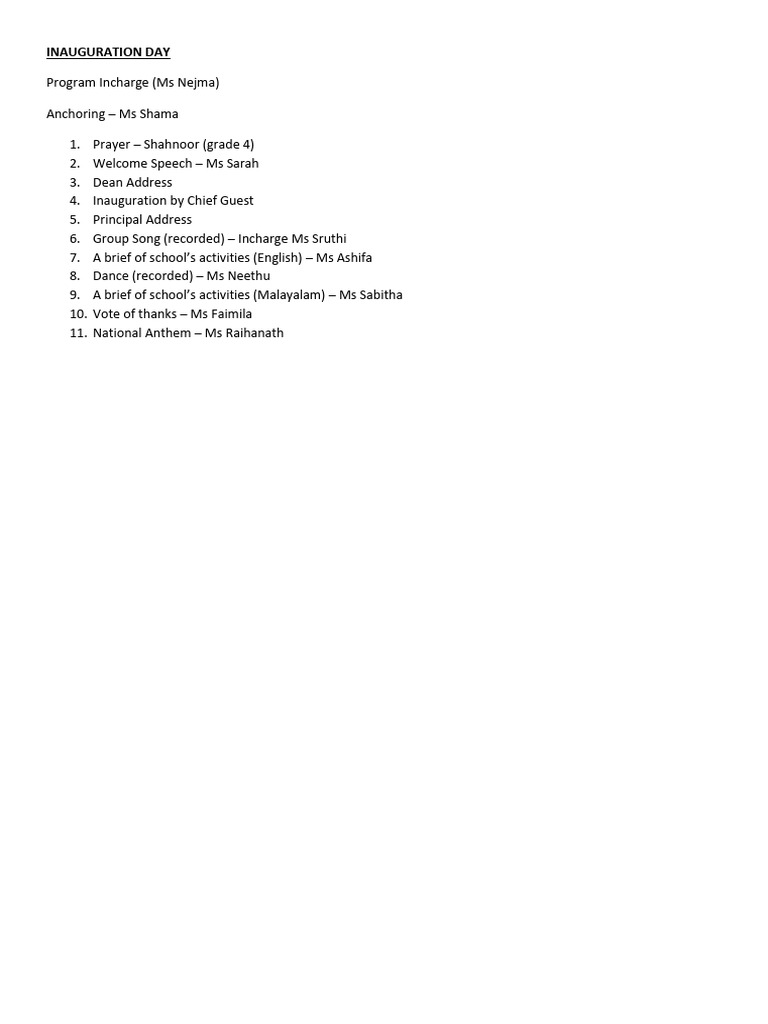 Inaugural Program | PDF