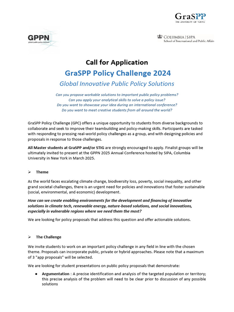 Application Guideline_GraSPP Policy Challenge 2024 | PDF