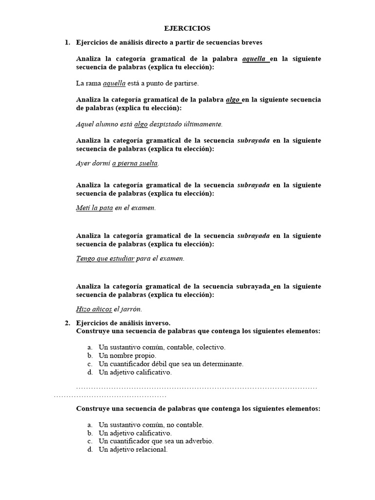 Ejercicios Gramática Pdf