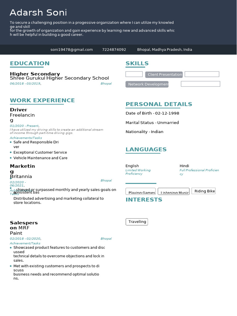 Adarsh's Resume (2) (PDF - Io) | PDF