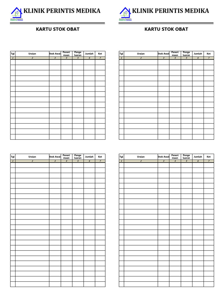 Kartu Stok Obat KLINIK PERINTIS MEDIKA | PDF