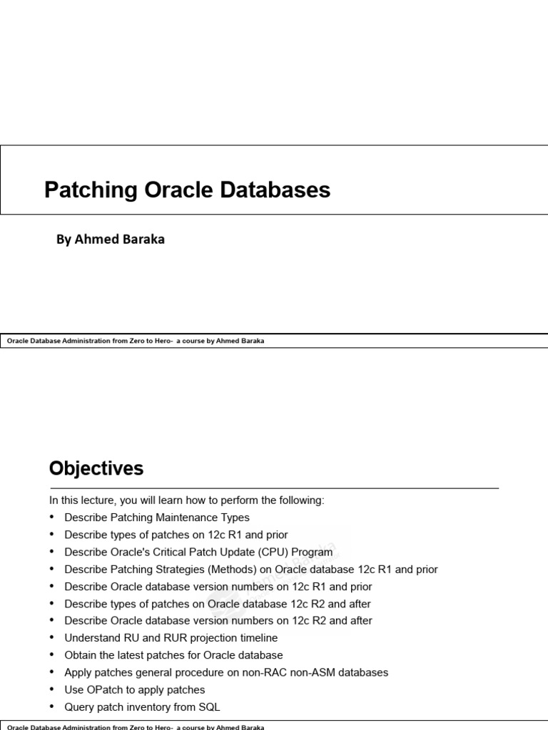 Patching Oracle Databases | PDF Patching Oracle Databases | PDF