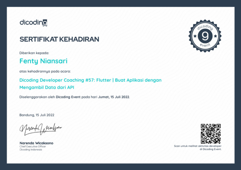Dicoding Developer Coaching 57 Flutter Buat Aplikasi Dengan Mengambil Data Dari Api Certificate ...
