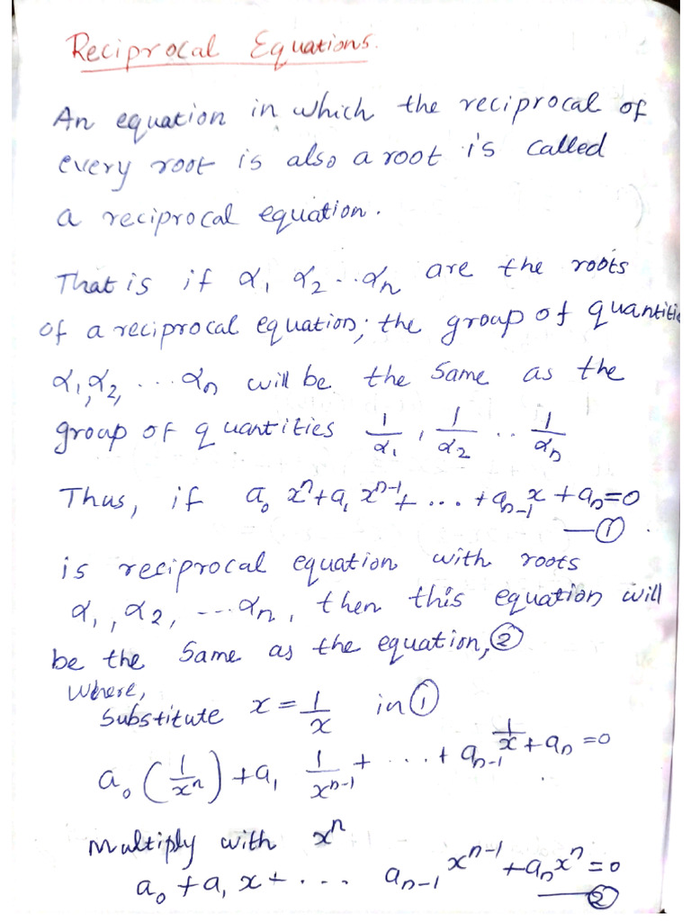 Reciprocal Equations | PDF