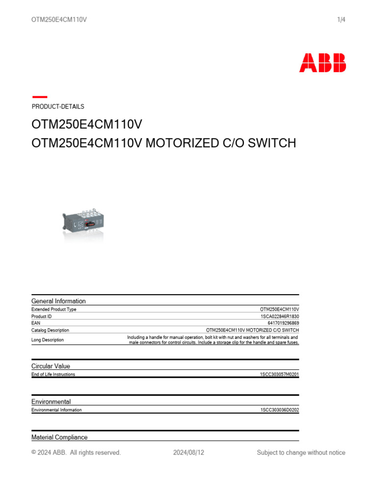 Abb motorized breaker data | PDF