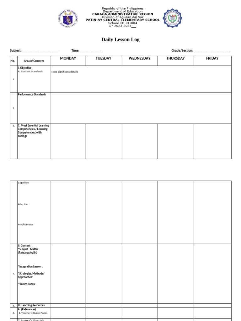 Daily-Lesson-Log-Template | PDF