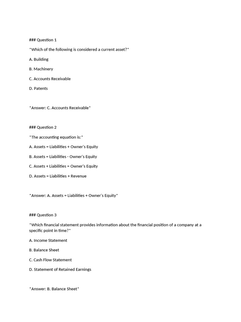 Accounting Questions | PDF
