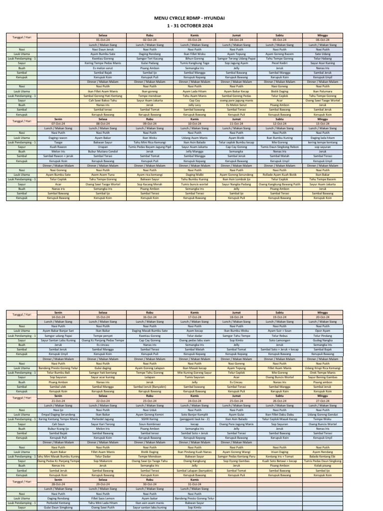 Menu Cyrcle RDMP 1 - 31 October 2024 | PDF