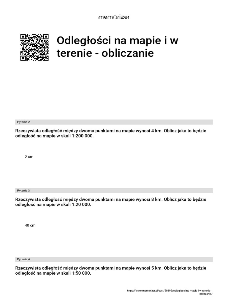 Odległości Na Mapie I W Terenie - Obliczanie - WYPEŁNIONY | PDF