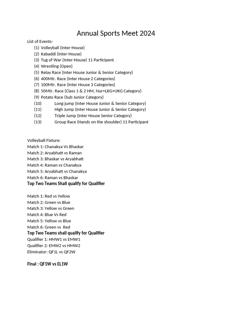 Sports Week 2024 | PDF