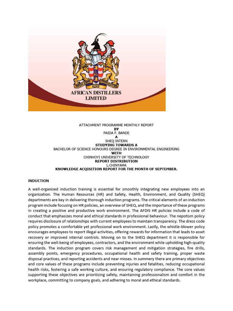 Monthly Attachement Report (Sept2024) | PDF