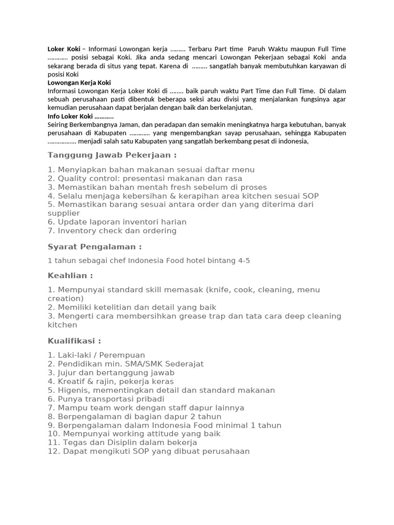 Deskripsi Lowke Koki | PDF