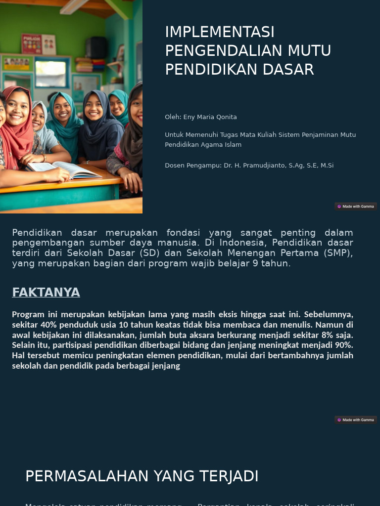 Pengendalian Mutu Dalam Pendidikan Dasar | PDF
