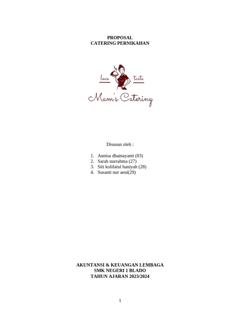 Proposal Catering (Anisa, Siti, Sarah, Susan) - 1 | PDF