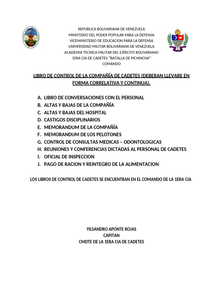 Items 5 - Libro de Control de La Compañía - 071014 | PDF