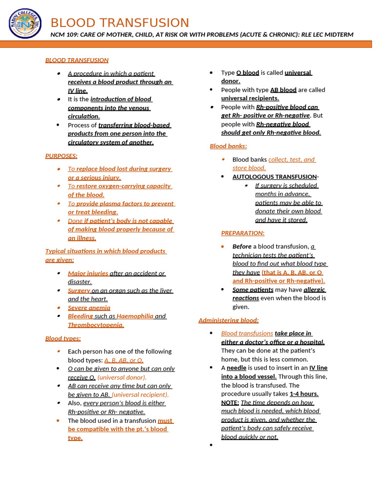 Blood Transfusion | PDF