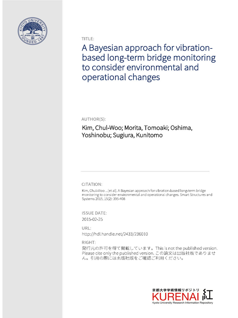 A Bayesian Approach For Vibration-Based Long-Term Bridge Monitoring To Consider Environmental ...