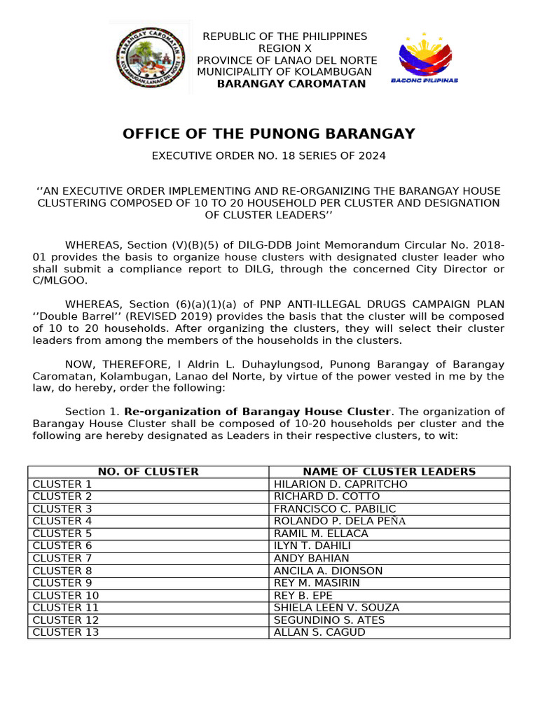Brgy. Caromatan House Cluster Eo | PDF