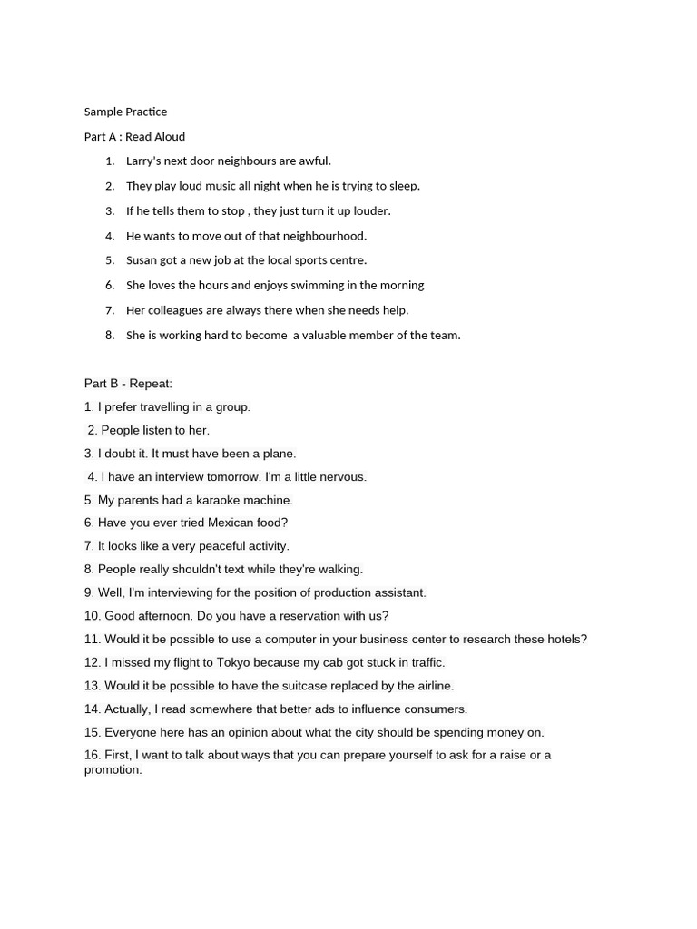 Versant Sample Test | PDF