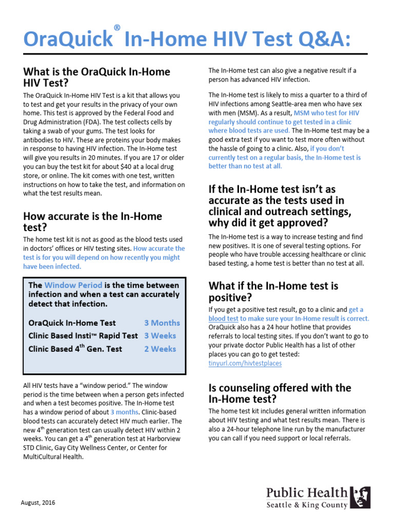 OraQuick in Home Test EN | PDF