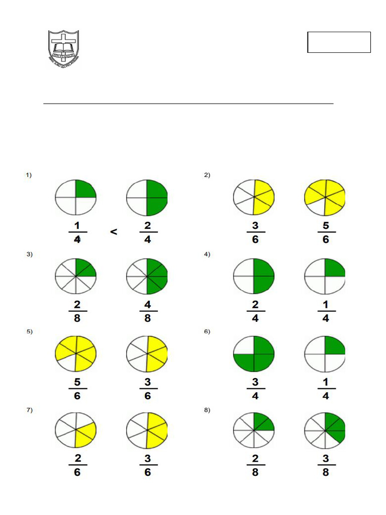 Comparing Fractions Worksheet for Grade III | PDF