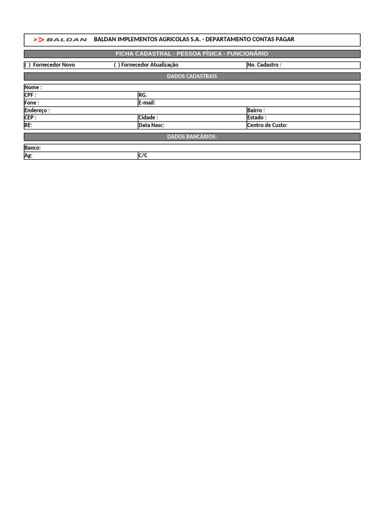 Ficha Cadastral PF | PDF