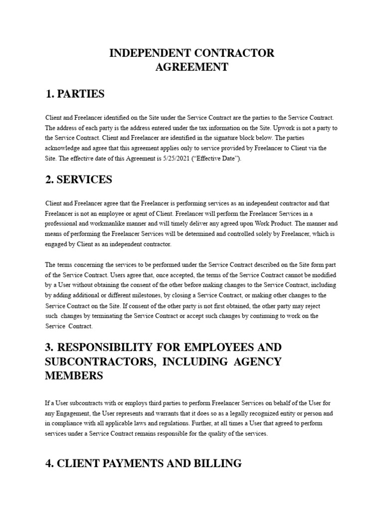 Independent Contractor Agreement (Upwork) | PDF