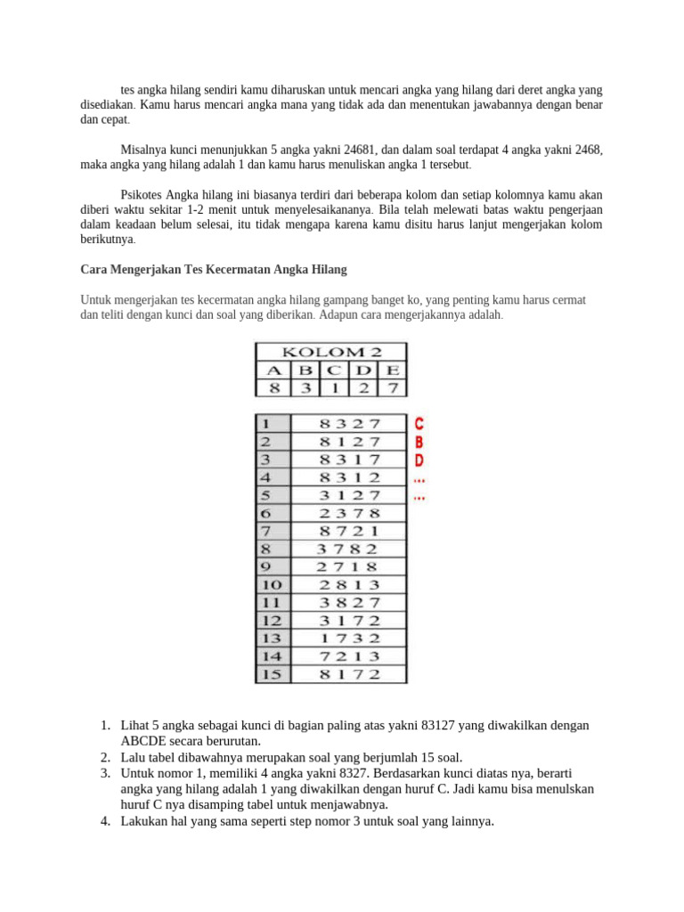 Materi Angka Hilang | PDF