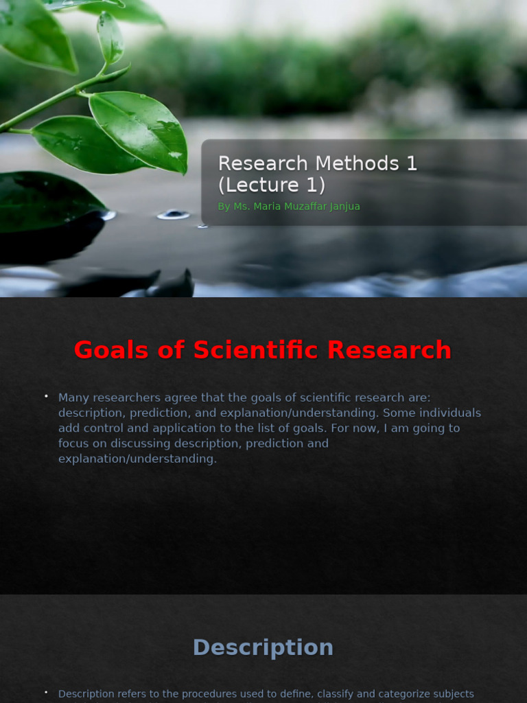 Research Methods (Lecture 1) | PDF