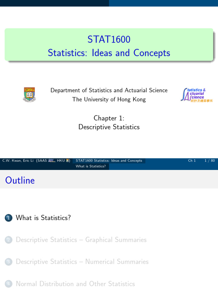 STAT1600 - (24-25, 1st) Chapter - 1 | PDF