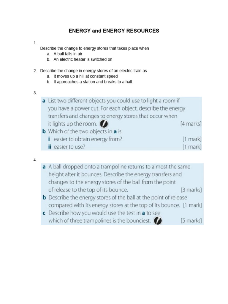 GCSE - 'Energy' Revision Worksheet | PDF