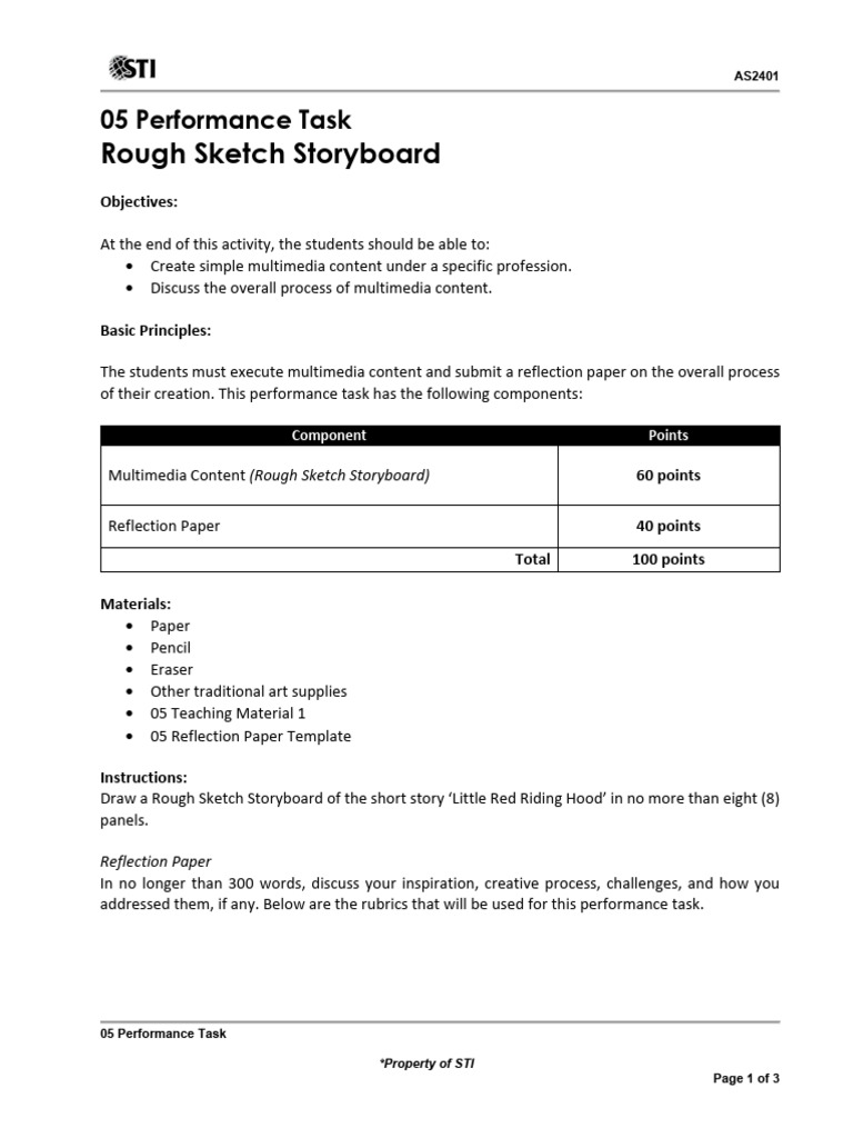 05 Performance Task (Rough Sketch Storyboard) | PDF