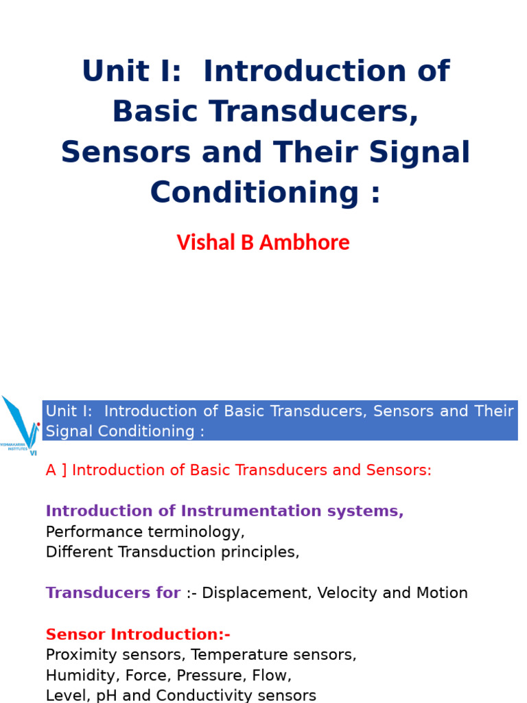 Unit 1 - Smart Sensor - PPT | PDF