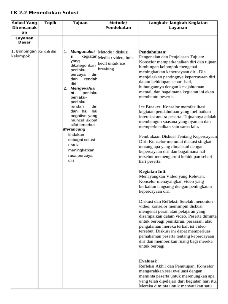 Contoh LK. 2.2 Menentukan Solusi - Masih Proses | PDF