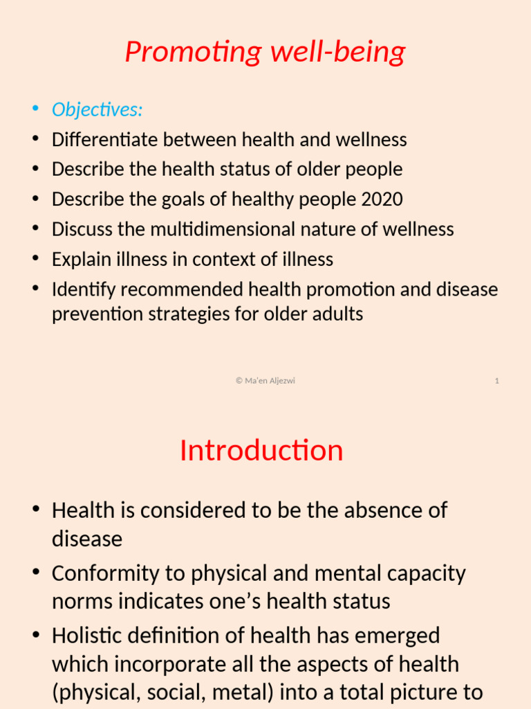 Chapter 3 Promoting Wellbeing | PDF