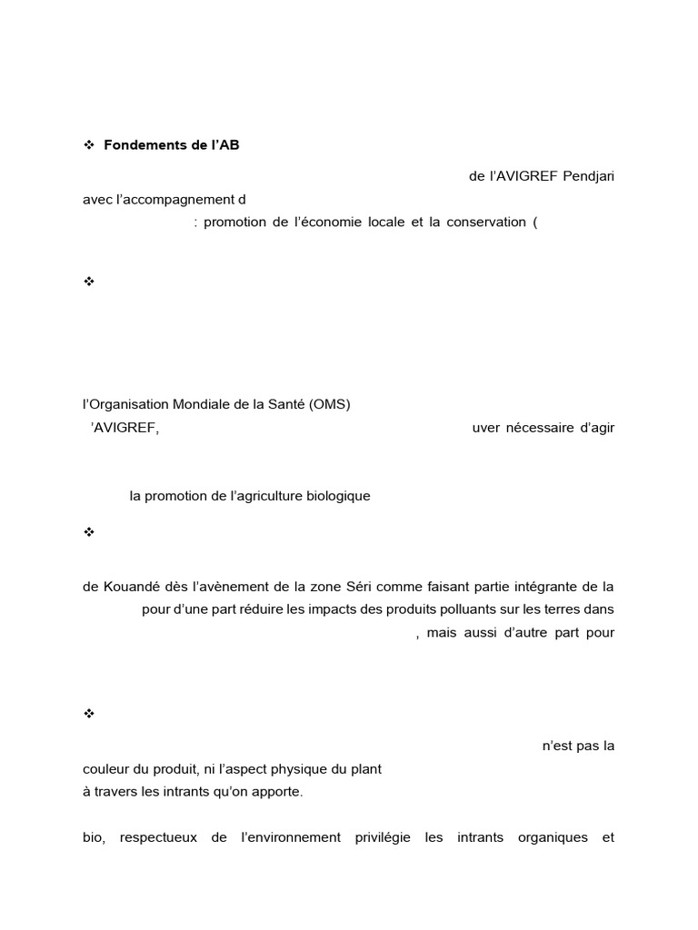 Réalisation Documentaire Sur Production Biologique Pendjari-2023 | PDF