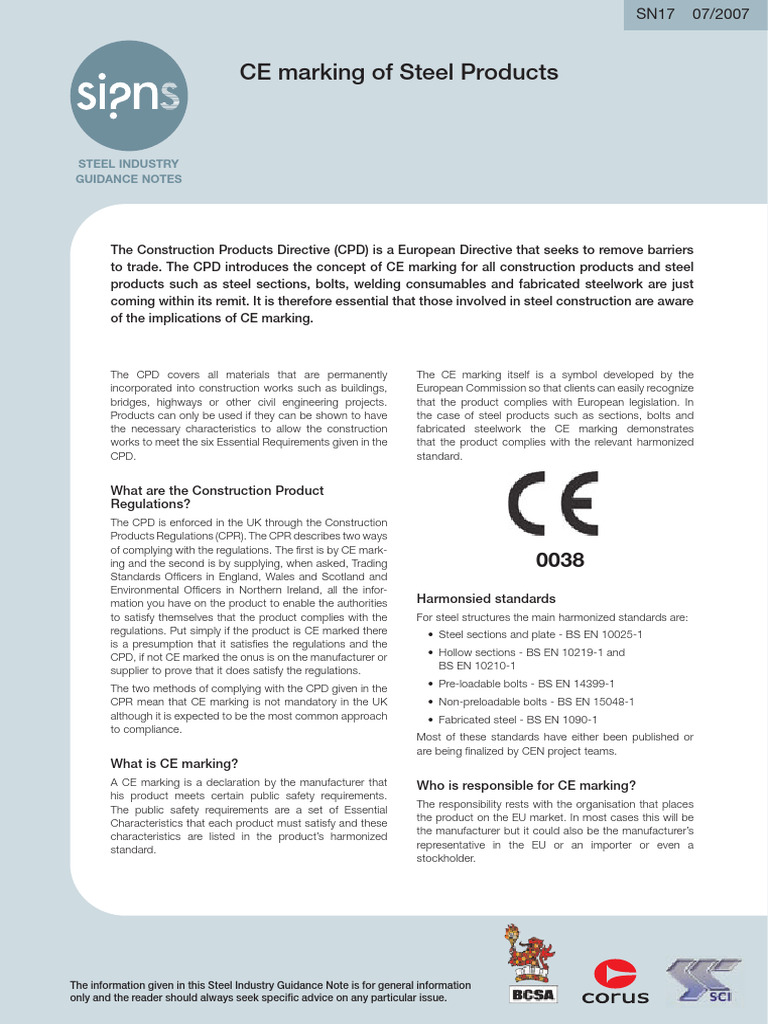 SN17_072007_CE-markingOfSteelProducts | PDF