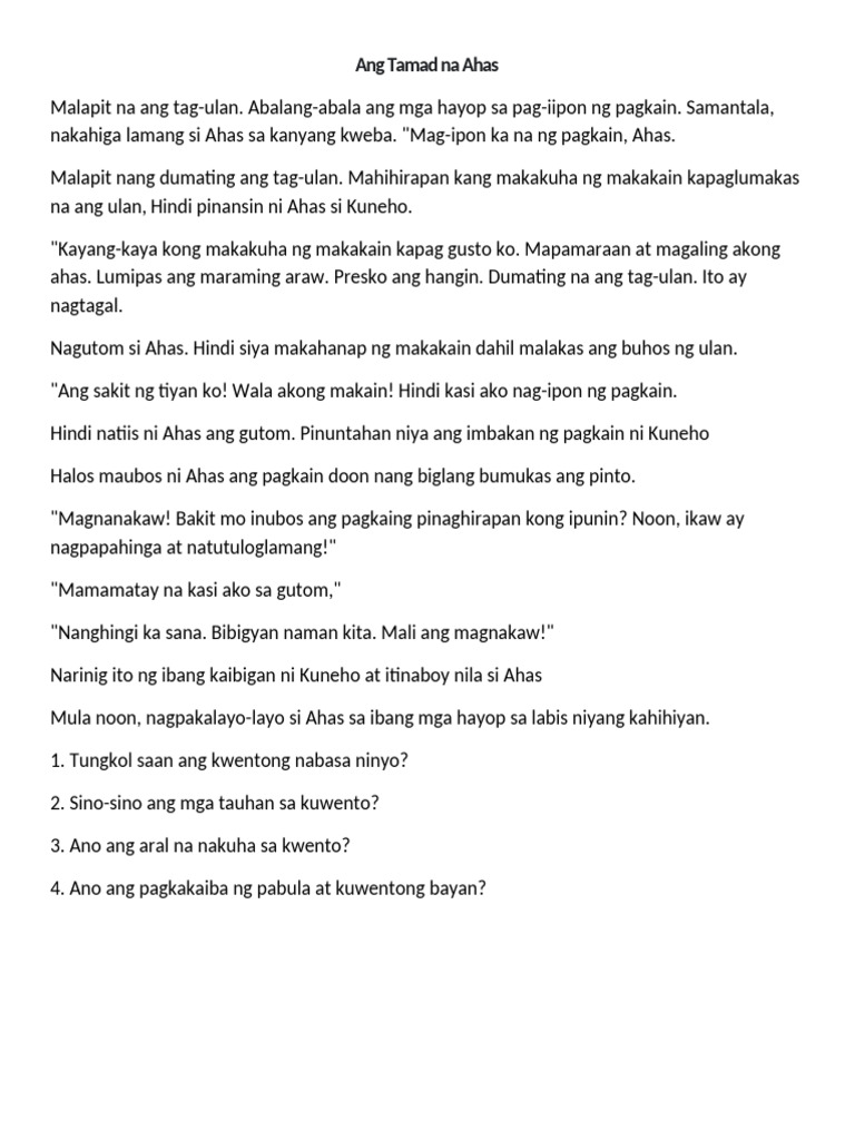 Ang Tamad Na Ahas | PDF