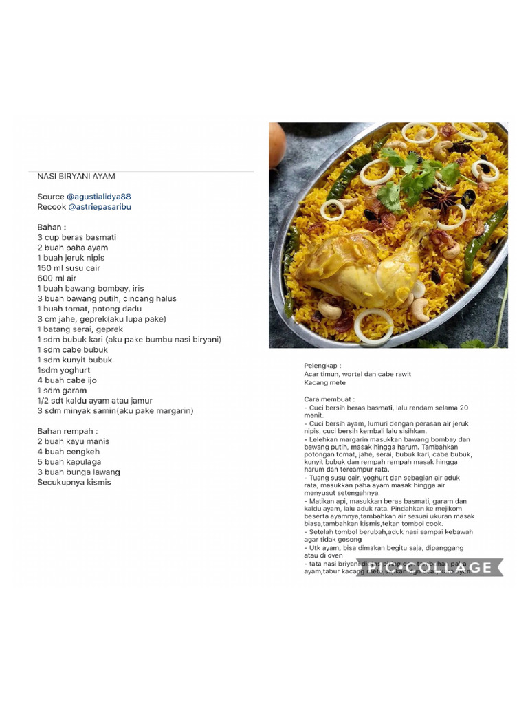 Nasi Biryani Ayam | PDF