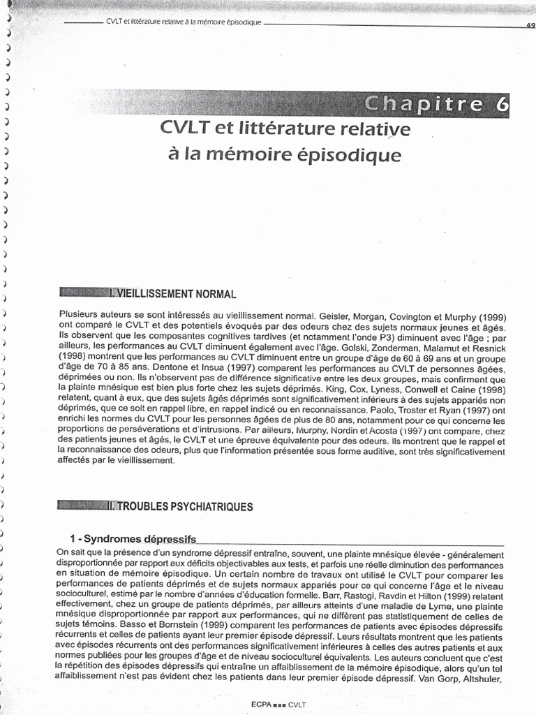 CVLT Manuel D'interprétation | PDF