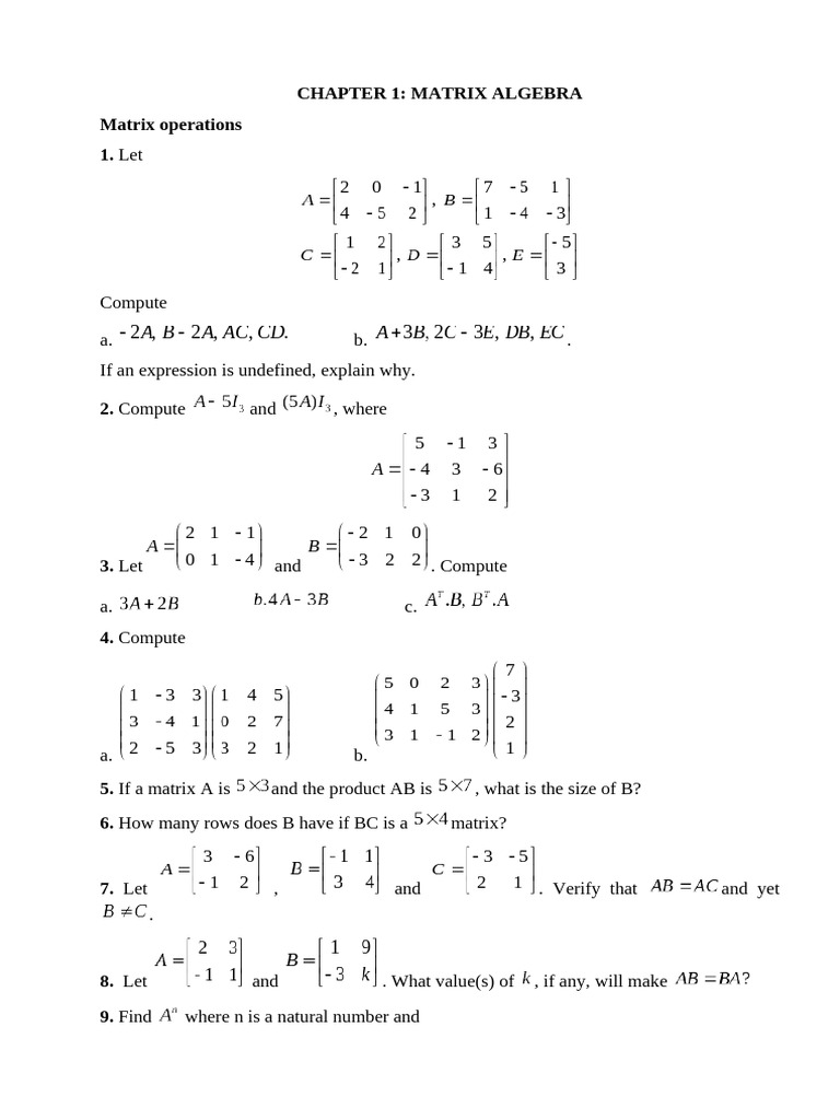 Linear Algebra - Exercises (Homework) | PDF