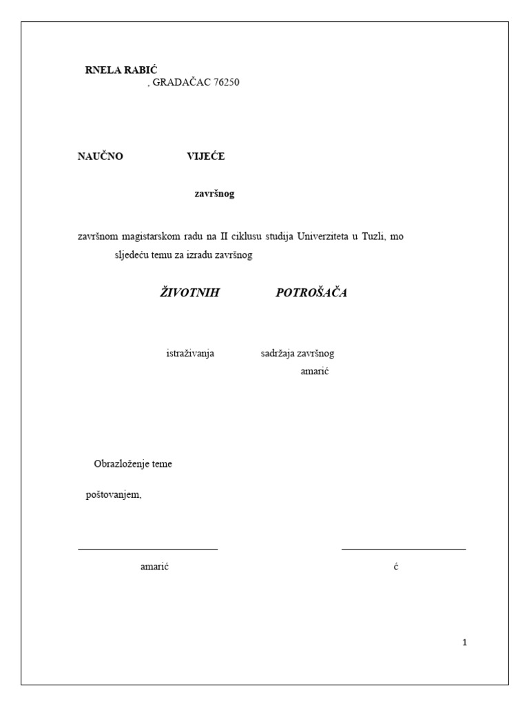 Prijava Teme Arnela Rabić | PDF