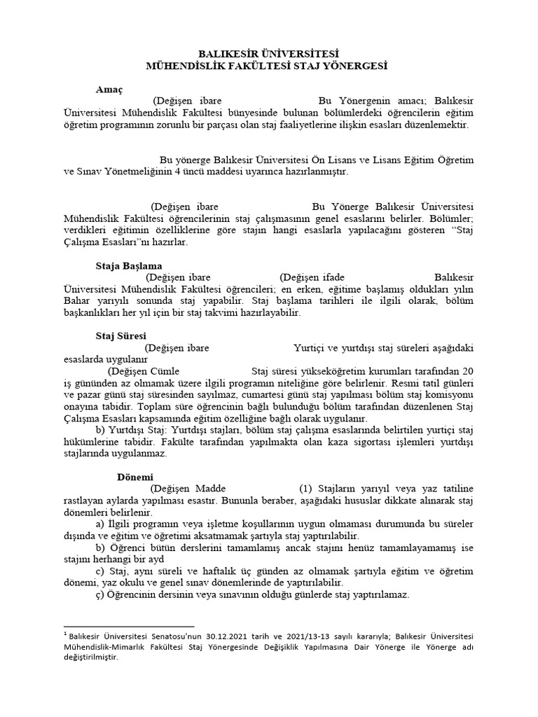 Staj Yonergesi | PDF