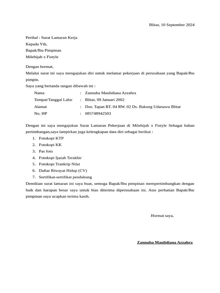 Lamaran Kerja | PDF