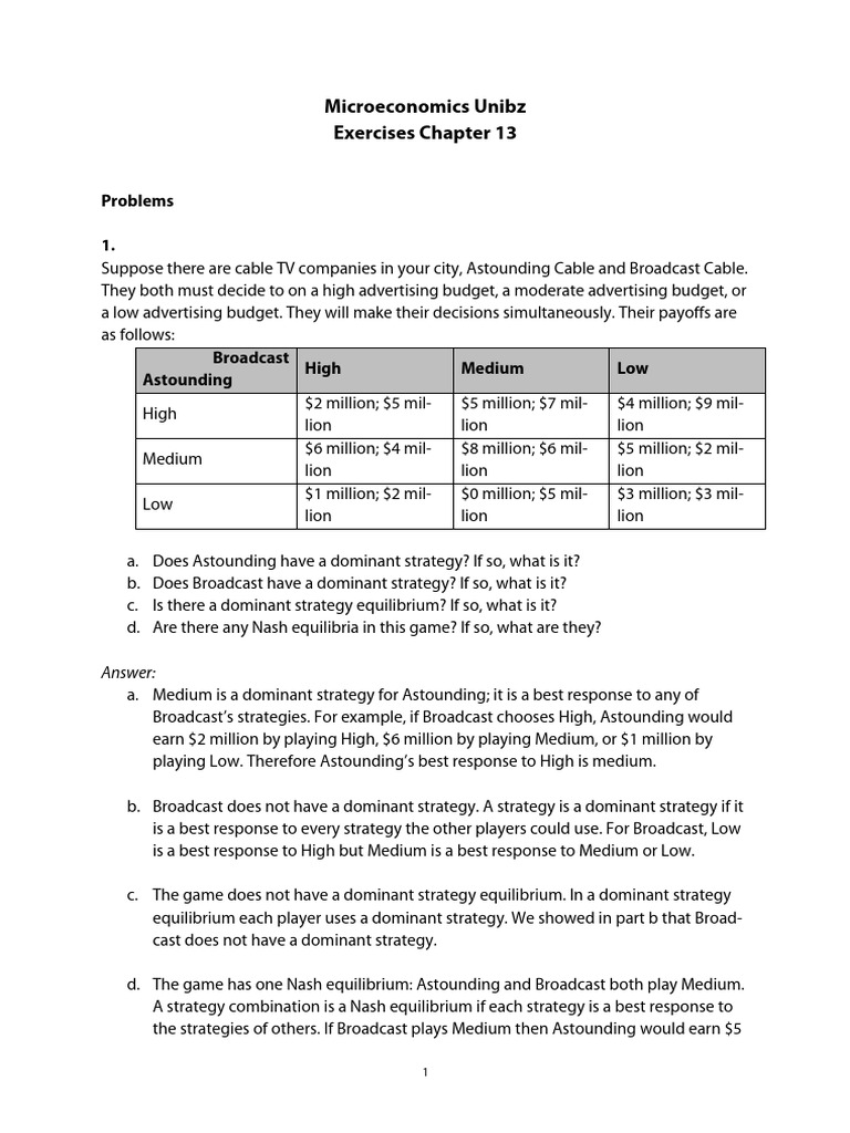 Micro Exercise Chapter 13 Solutions | PDF