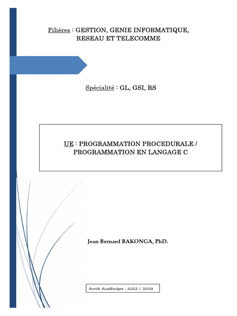 Cours - Niv-1 - Programmation C | PDF