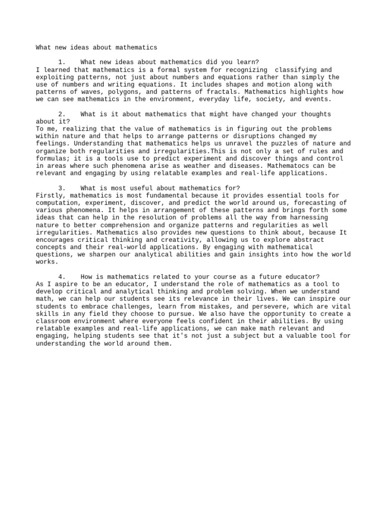 What New Ideas About Mathematics | PDF