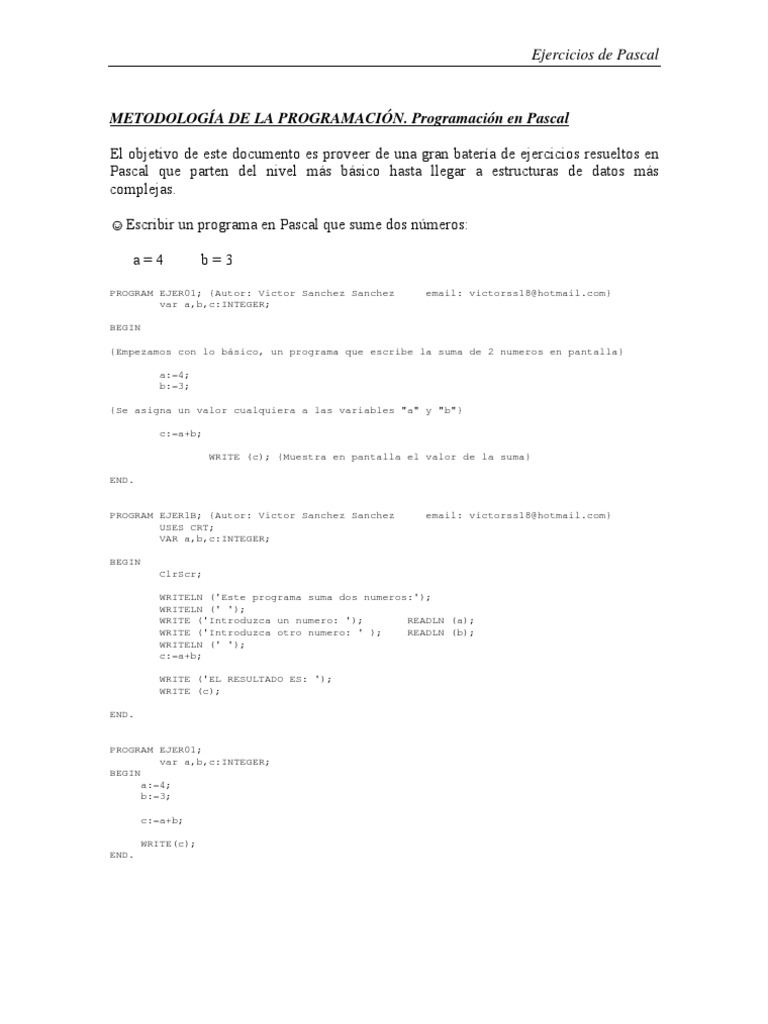 Programación en Pascal | PDF | Celsius | Matemática Elemental