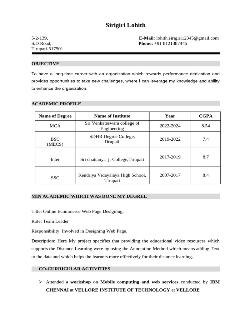 Lohith Resume Updated | PDF