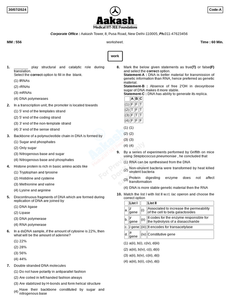 Molecular Home Assignment Questions | PDF